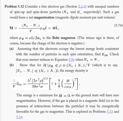 Solved Problem 5.32 Consider a free electron gas (Section | Chegg.com