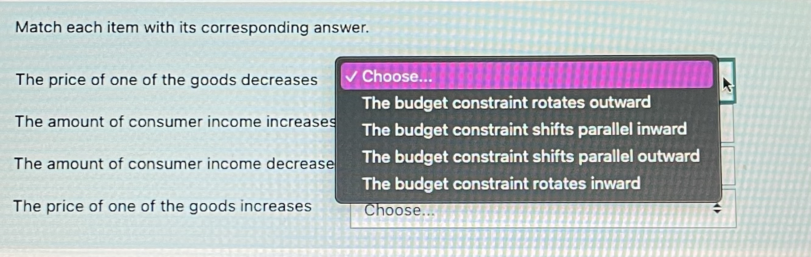 Solved Match each item with its corresponding answer.The | Chegg.com