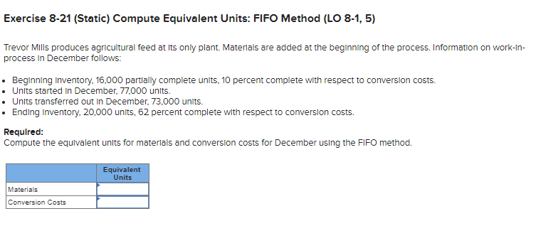 Solved Exercise 8-21 (Static) ﻿Compute Equivalent Units: | Chegg.com