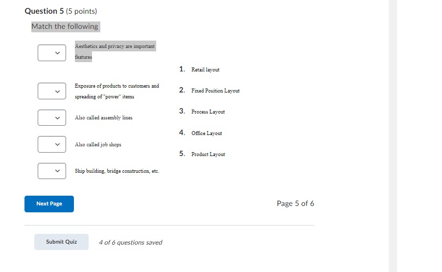 Solved Question 5 (5 points) Match the following Aesthetics | Chegg.com
