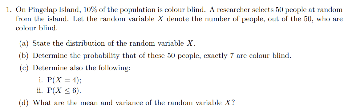 Solved 1. On Pingelap Island, 10% of the population is | Chegg.com