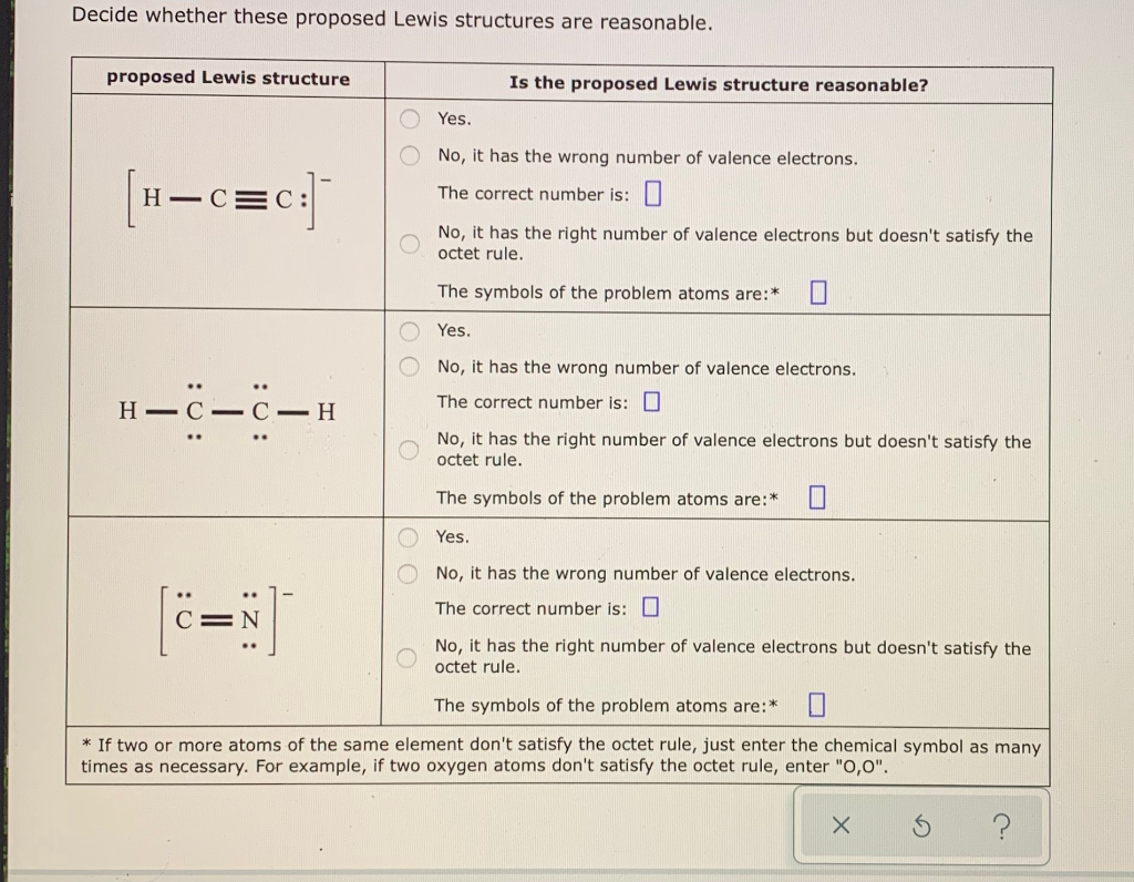 Solved Decide whether these proposed Lewis structures are | Chegg.com