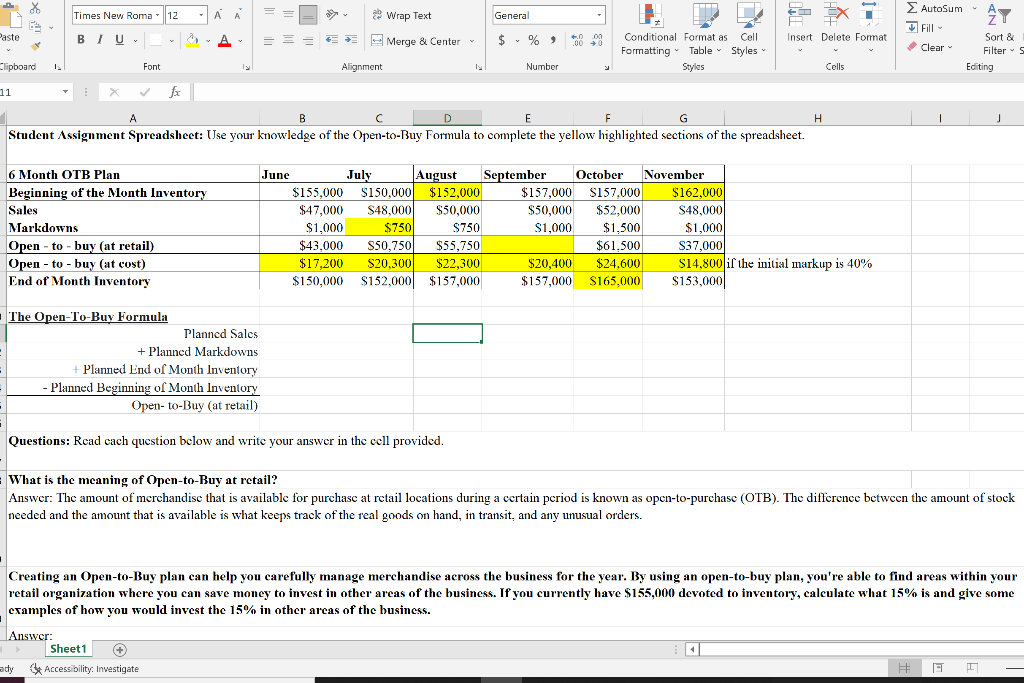 Solved I want to know how to calculate each category on the | Chegg.com