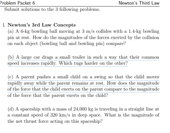 Solved Newton's Third Law Problem Packet 6 Submit solutions | Chegg.com