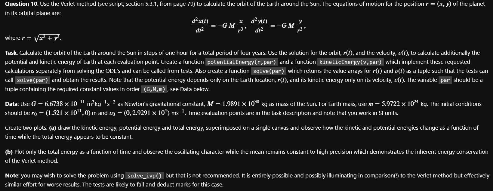 Solved Verlet Method Here is what I have tried but I | Chegg.com