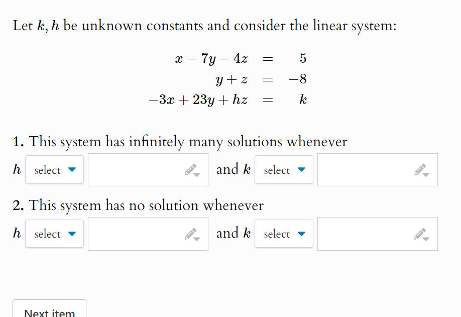 Solved Let k,h ﻿be unknown constants and consider the linear | Chegg.com