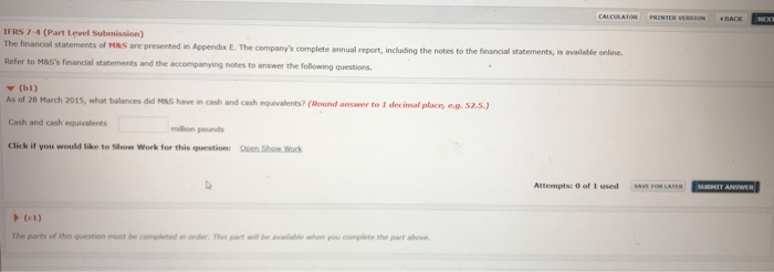 Solved IFRS 7 4 (Part Level Submission) The financial | Chegg.com