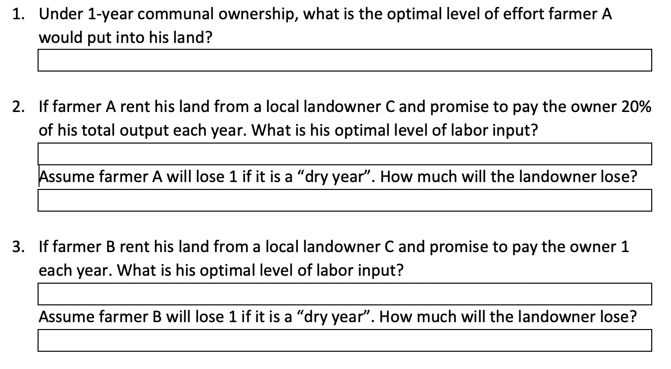 1. Under 1-year communal ownership, what is the | Chegg.com