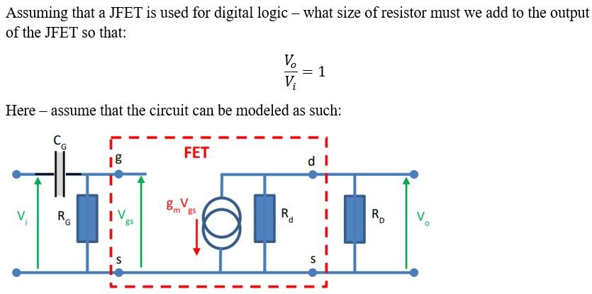 Solved Assuming that a JFET is used for digital logic - what | Chegg.com