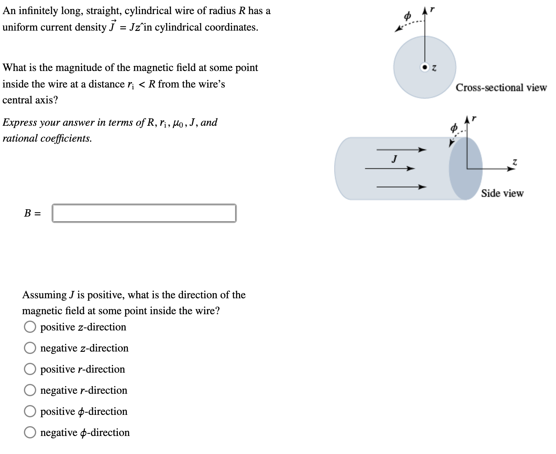 Solved by an EXPERT An ﻿infinitely long, straight, cylindrical wire of | Chegg.com