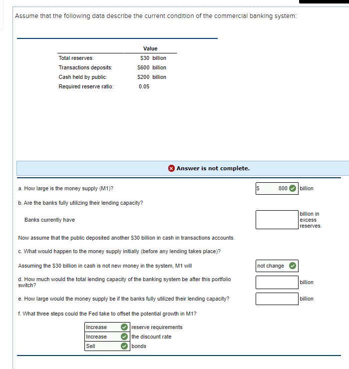 Solved Assume that the following data describe the current | Chegg.com