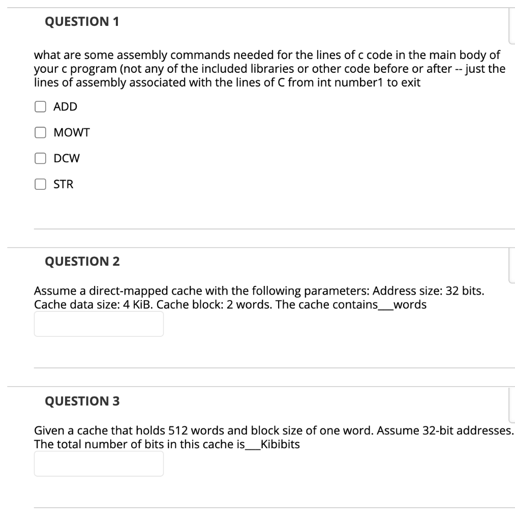 Solved QUESTION 1 what are some assembly commands needed for | Chegg.com