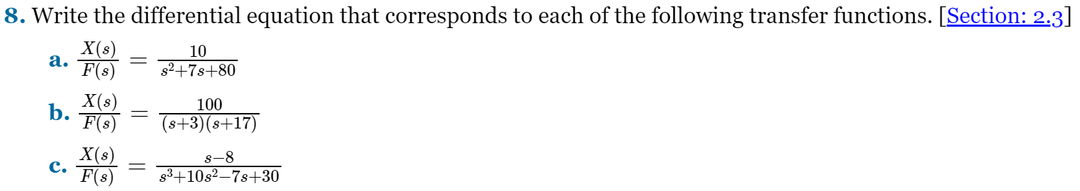 Solved 8 Write The Differential Equation That Corresponds 