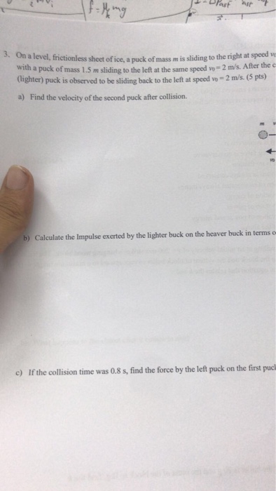 Solved 3. On a level, frictionless sheet with a puck of mass | Chegg.com