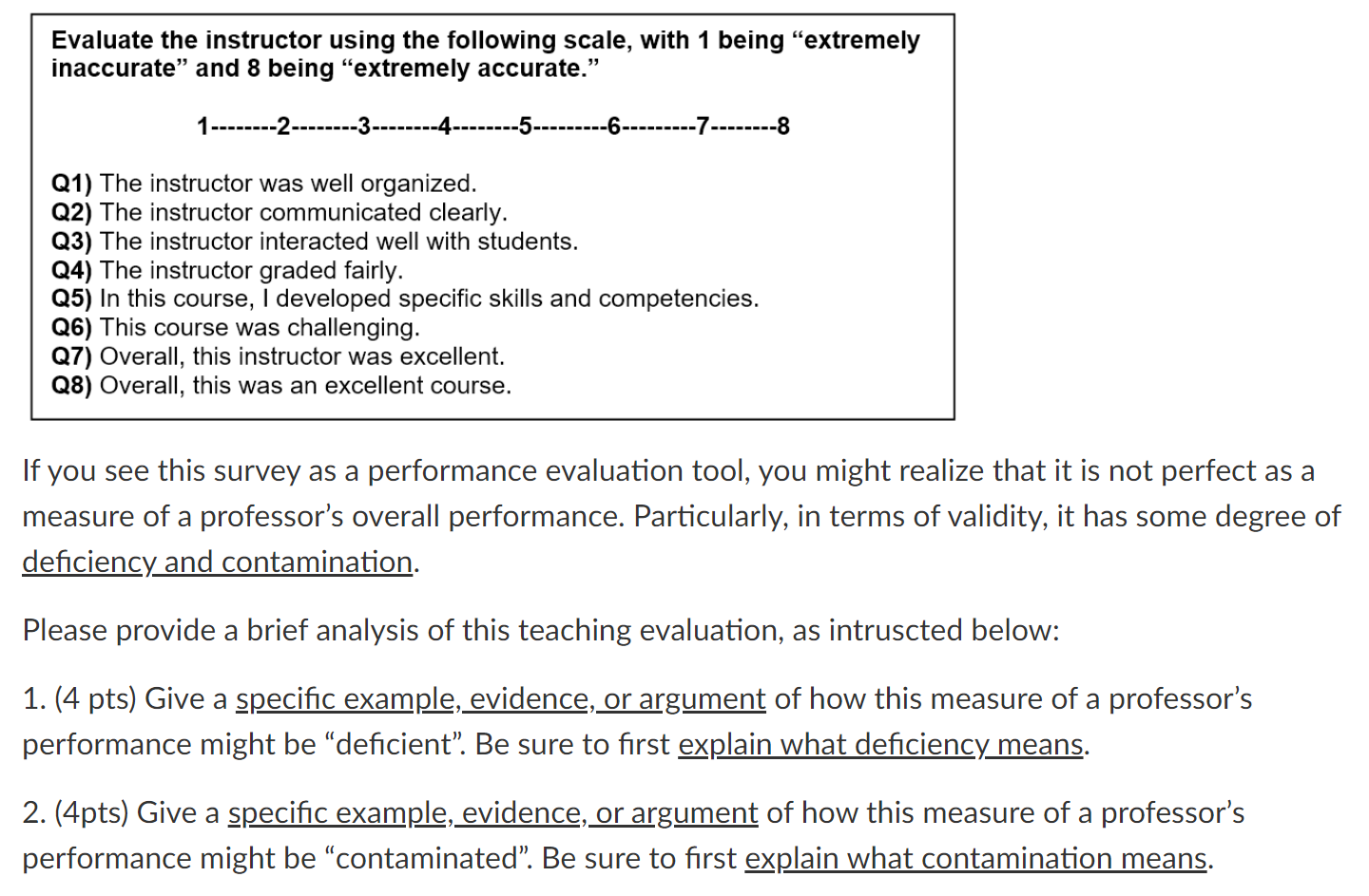 Solved Evaluate the instructor using the following scale, | Chegg.com
