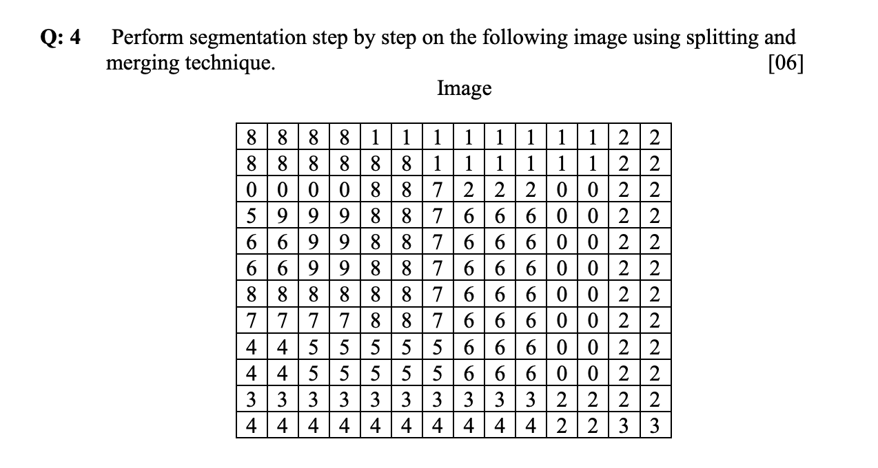 Solved Q: 4 Perform segmentation step by step on the | Chegg.com