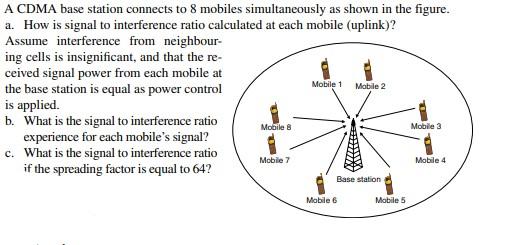 Mobile 2 A CDMA base station connects to 8 mobiles | Chegg.com