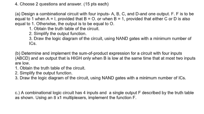 Solved 4. Choose 2 questions and answer. (15 pts each) (a) | Chegg.com