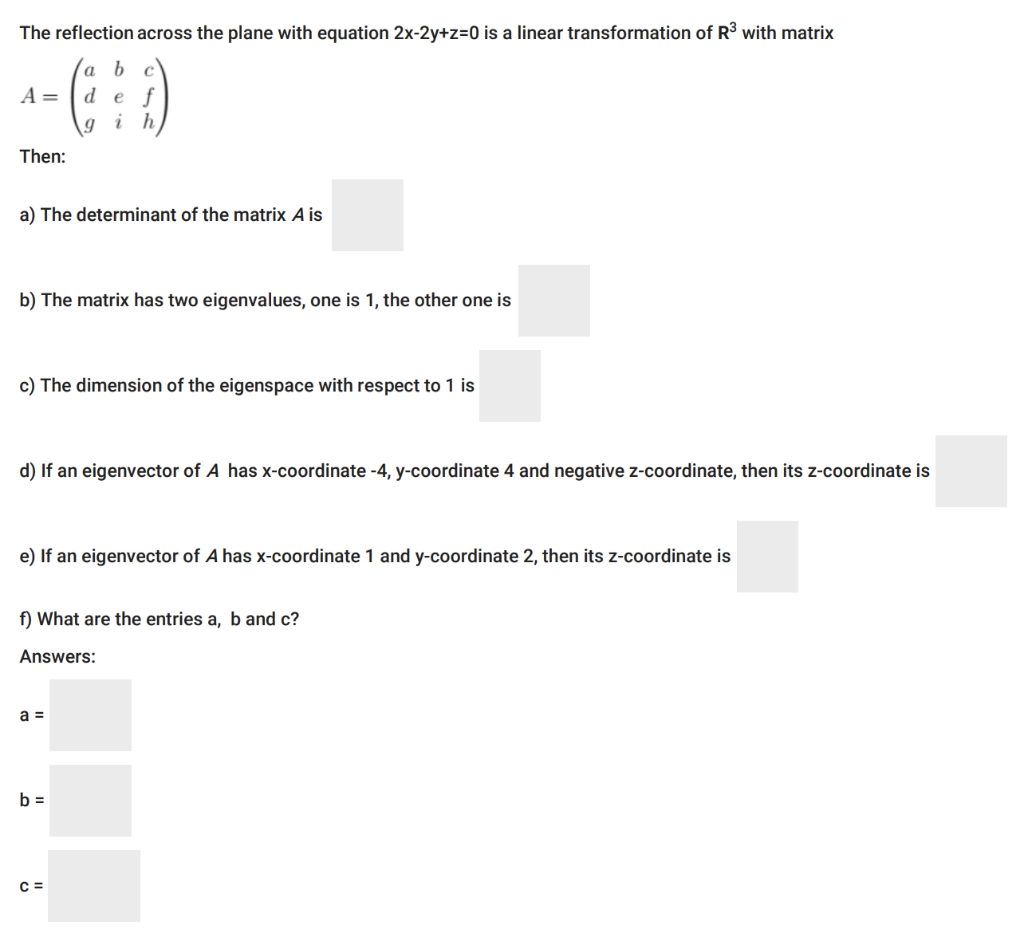 Solved The reflection across the plane with equation | Chegg.com