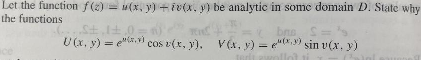 Solved Let the function f(z)=u(x,y)+iv(x,y) be analytic in | Chegg.com