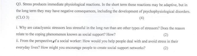 Solved Q3. Stress produces immediate physiological | Chegg.com