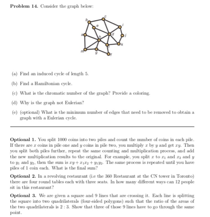 Solved Consider the graph below: (a) Find an induced cycle | Chegg.com