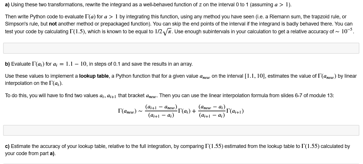 7.1 Consider the gamma function f(a), which is | Chegg.com
