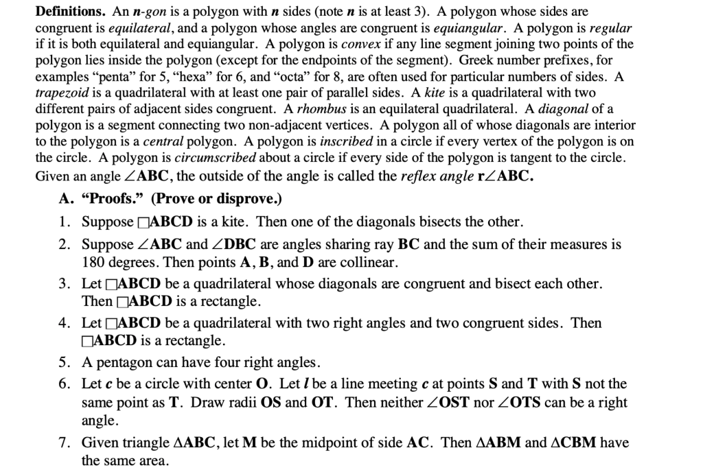 Solved Definitions. An n-gon is a polygon with n sides (note | Chegg.com