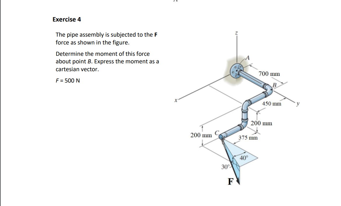 Solved Exercise 4 The pipe assembly is subjected to the F | Chegg.com