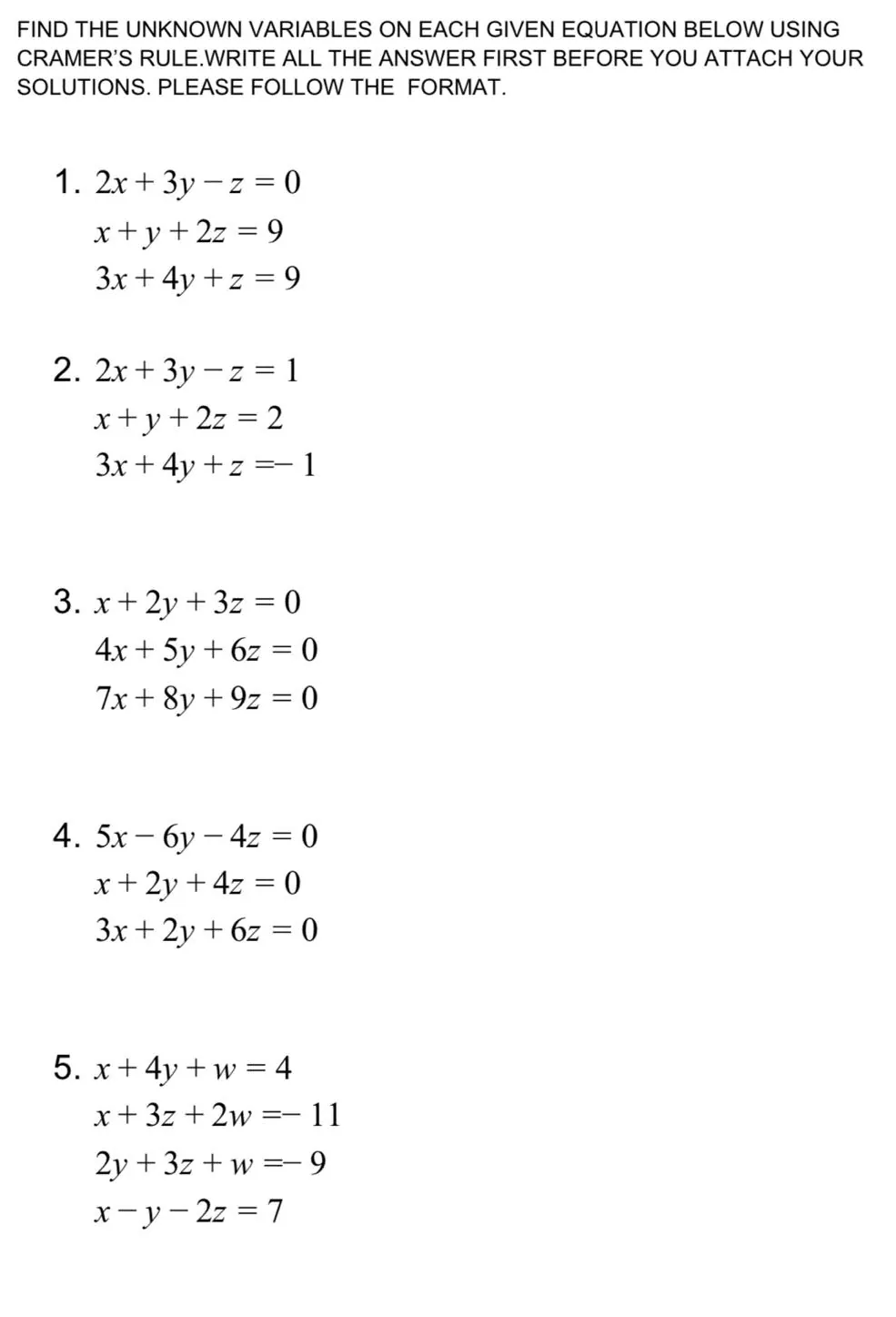 Solved FIND THE UNKNOWN VARIABLES ON EACH GIVEN EQUATION | Chegg.com