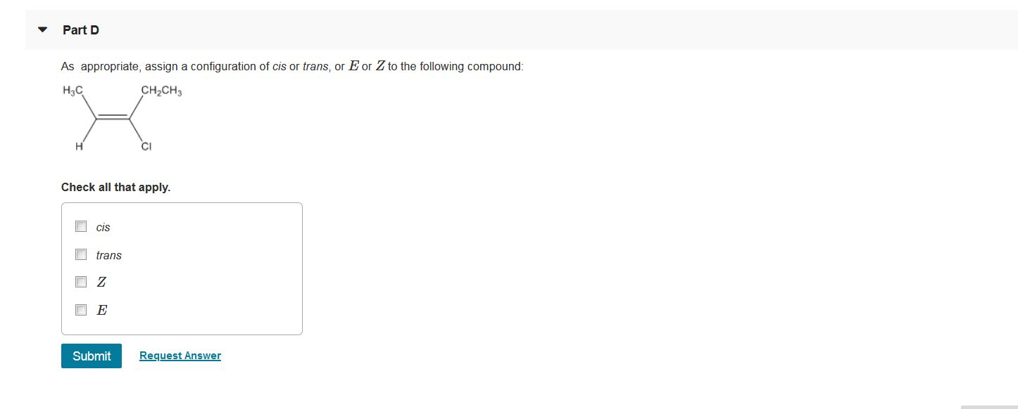 Solved Part C As appropriate, assign a configuration of cis | Chegg.com