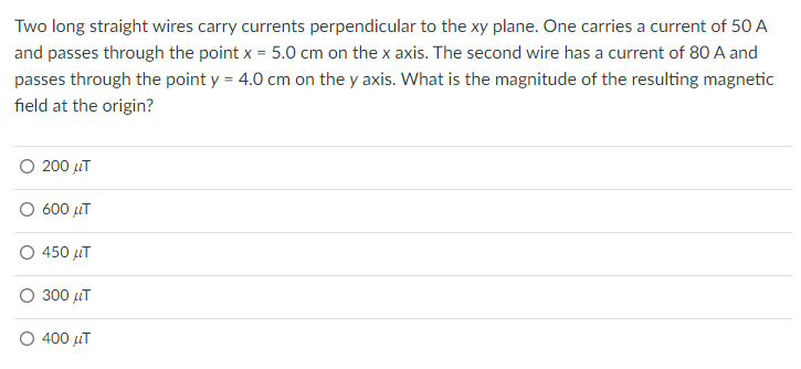 Solved Two long straight wires carry currents perpendicular | Chegg.com