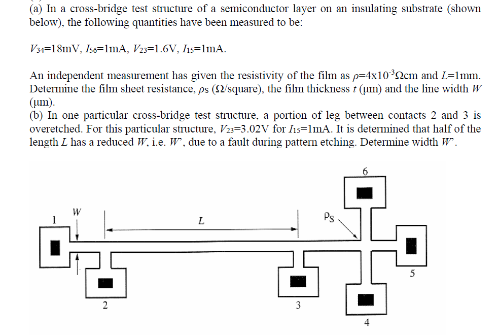 (a) In a cross-bridge test structure of a | Chegg.com