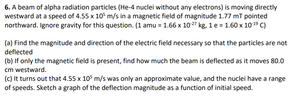 Solved 6. A beam of alpha radiation particles (He-4 nuclei | Chegg.com