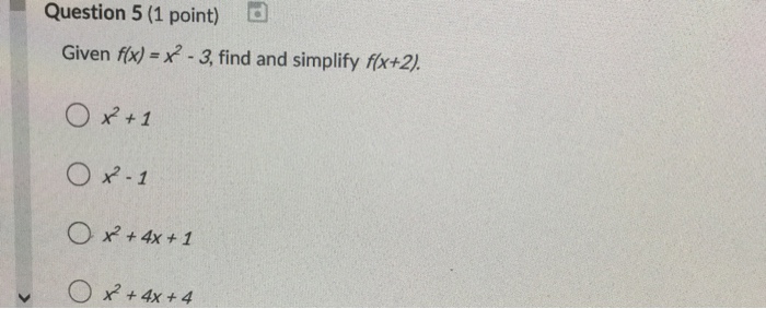 Solved Question 5 (1 point) d Given fx) =x2-3, find and | Chegg.com