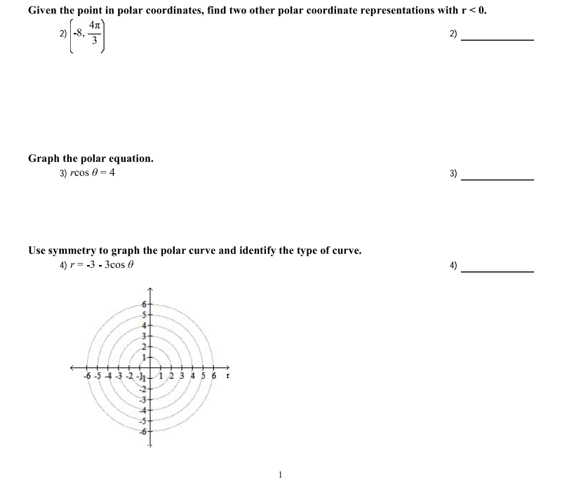 Solved Given the point in polar coordinates, find two other | Chegg.com
