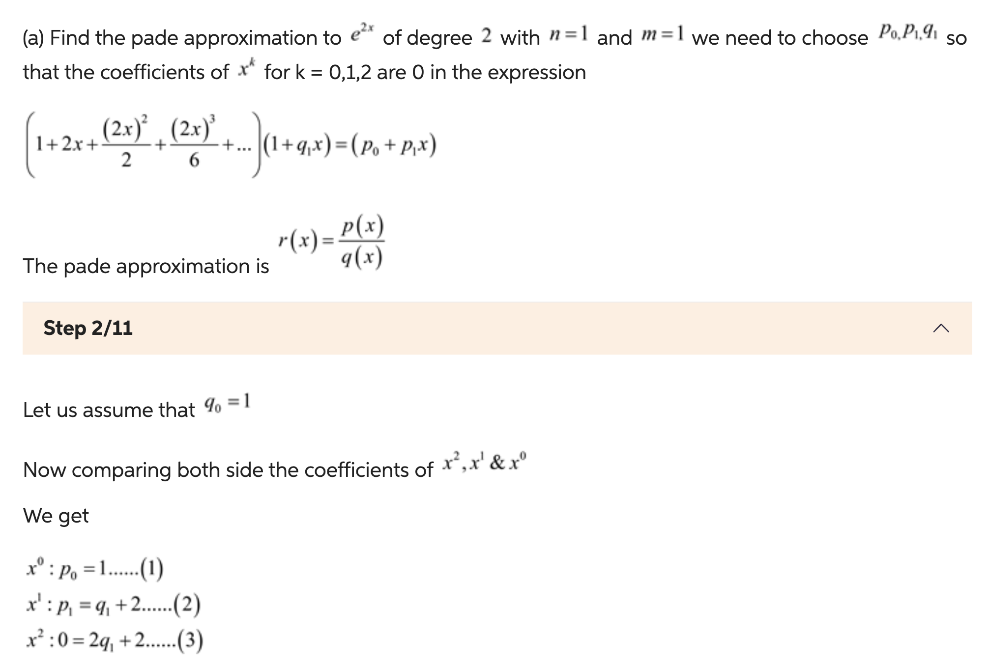 Solved Determine all degree 2 Padé approximations for f (x) | Chegg.com