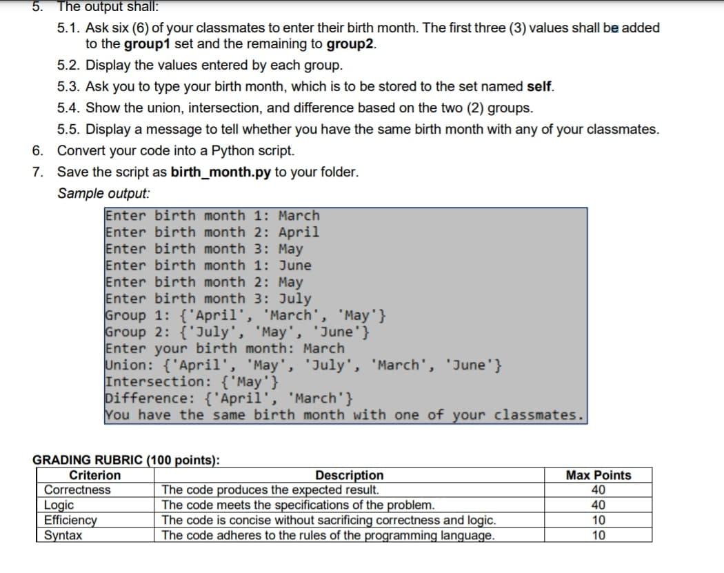 Solved Hands-on Activity Birth Month Objective: At the end | Chegg.com