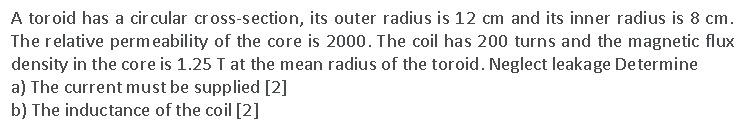 Solved A toroid has a circular cross-section, its outer | Chegg.com