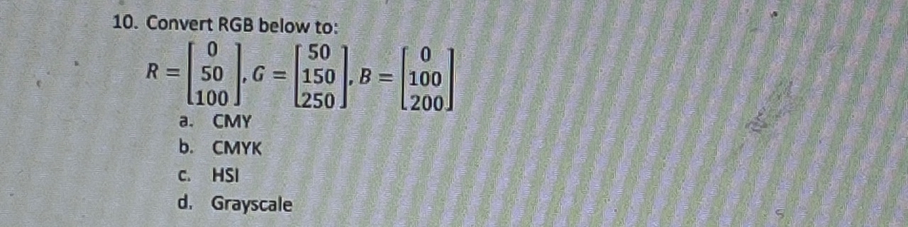 Solved Convert RGB below | Chegg.com