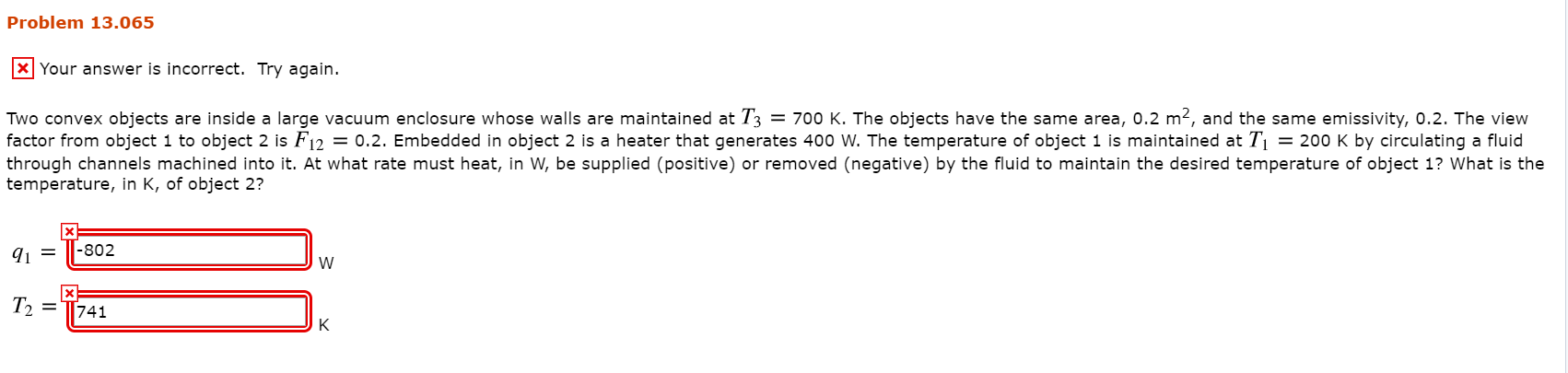 Solved Problem 13.065 x Your answer is incorrect. Try again. | Chegg.com