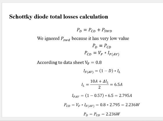 Solved I am calculating Schottky diode total losses in the | Chegg.com