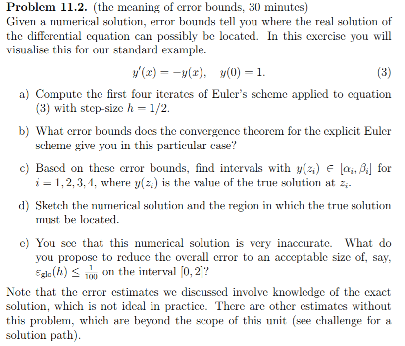 Problem 11.2. (the meaning of error bounds, 30 | Chegg.com