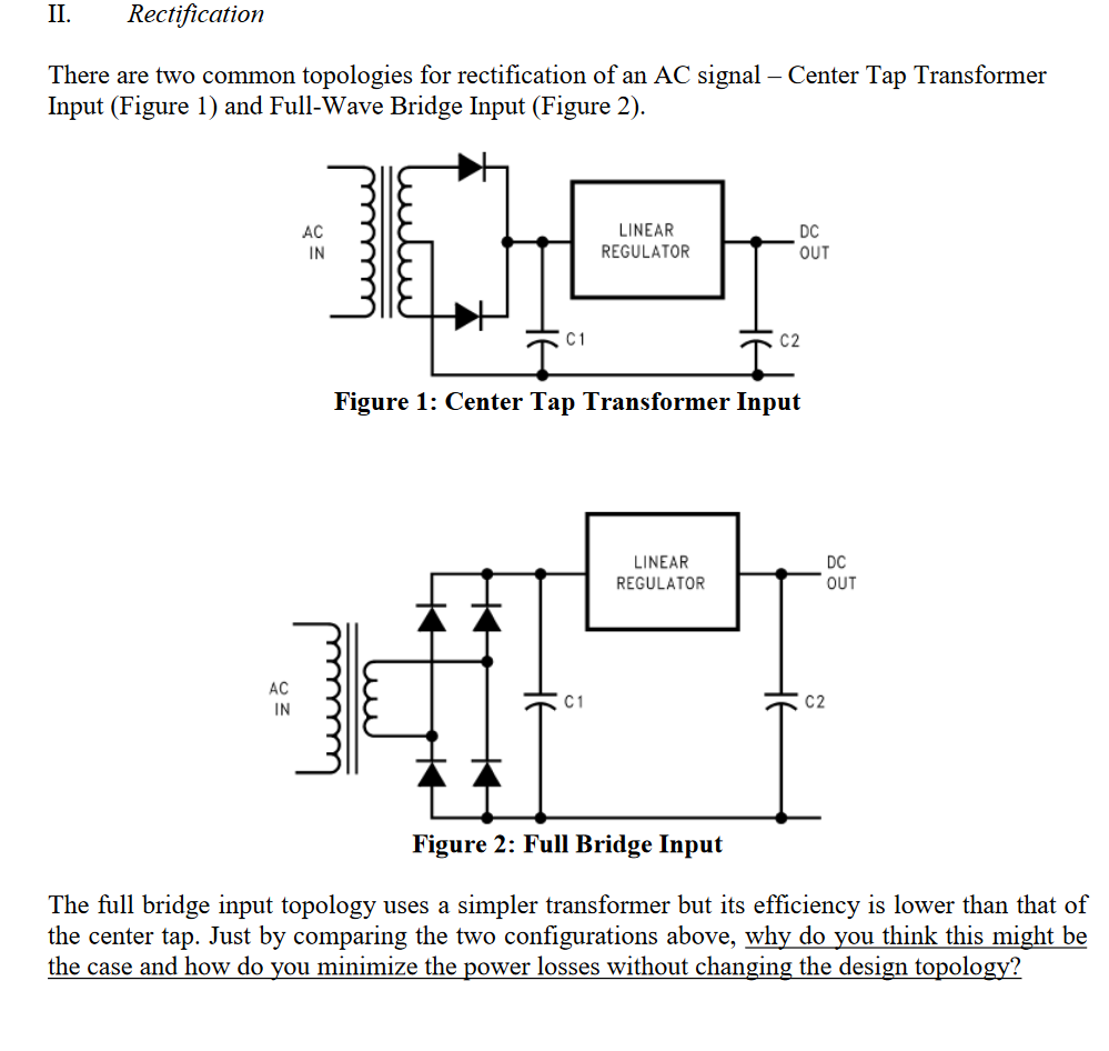 Solved II. Rectification There are two common topologies for | Chegg.com
