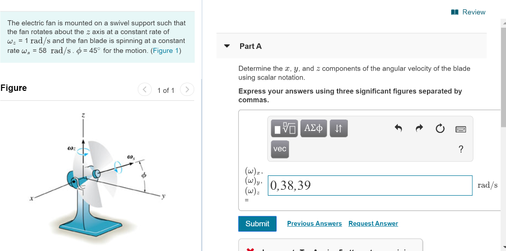 Solved Review The electric fan is mounted on a swivel | Chegg.com