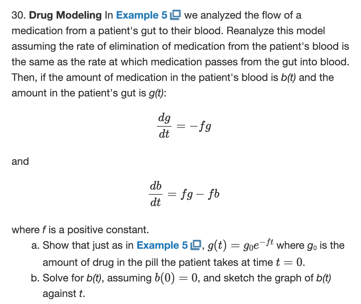 Solved 30. Drug Modeling In Example 5। we analyzed the flow | Chegg.com