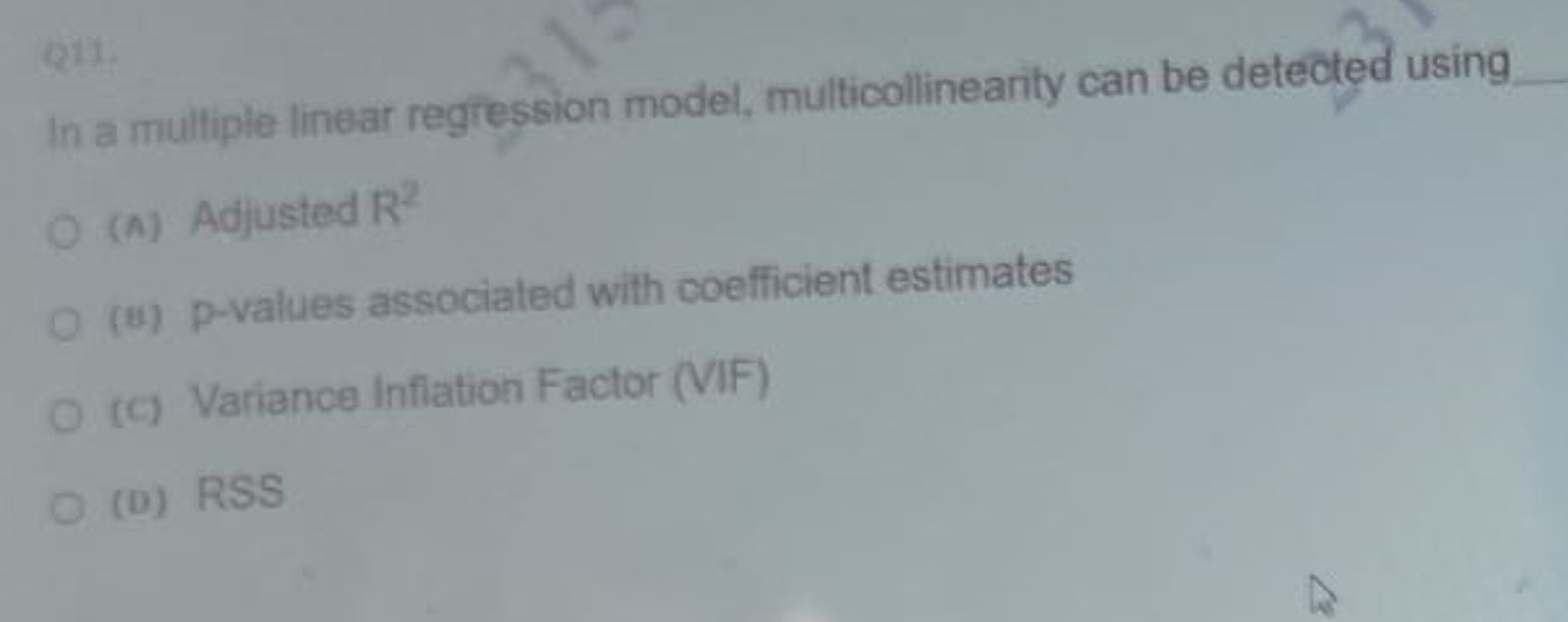 Q11.Ina mulliplo linear regression model, | Chegg.com