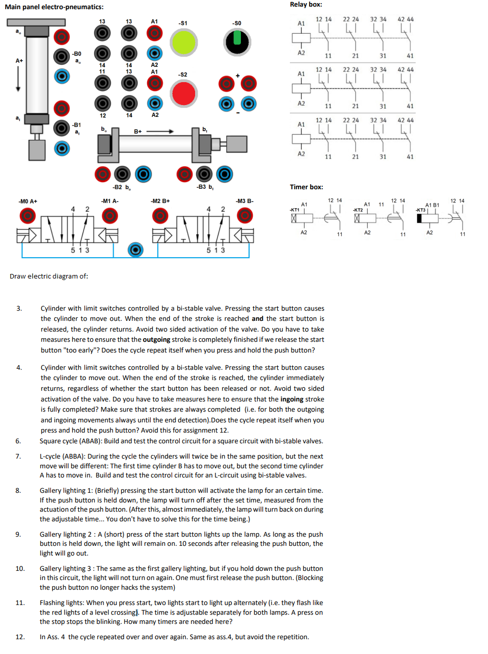 Solved Main panel electro-pneumatics: Relay box: Timer box: | Chegg.com