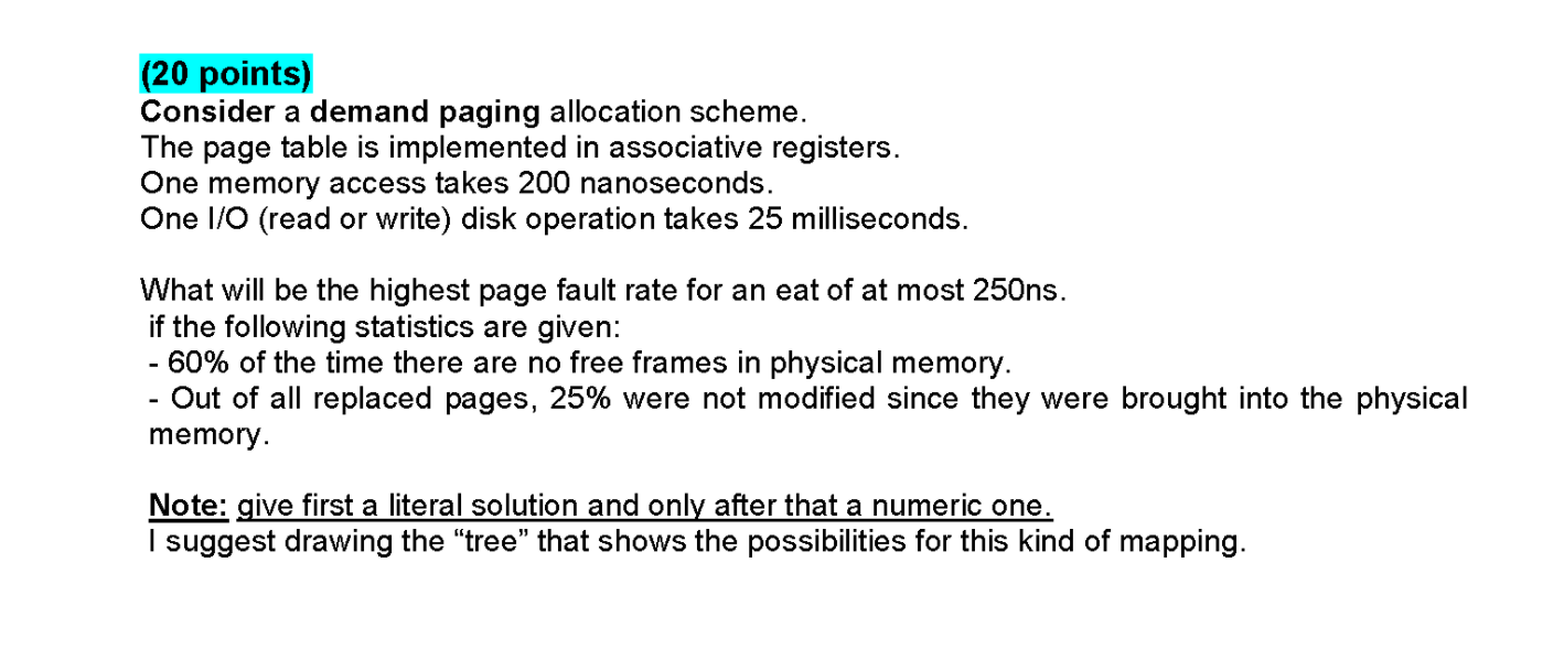 Solved (20 points) Consider a demand paging allocation | Chegg.com