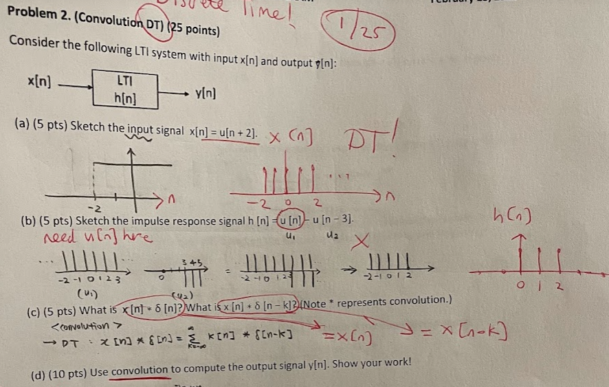 Solved Problem 2. (Convolution DT) (25 points) Time! 1/25 | Chegg.com